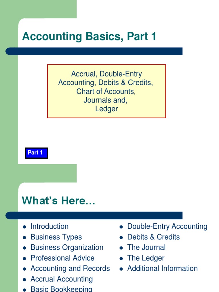 Accounting Basics, Part 1: Accrual, Double-Entry Accounting, Debits ...
