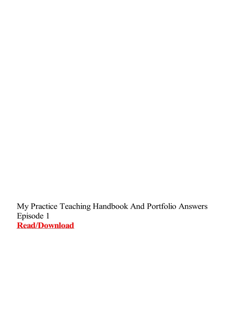 Practice Teaching Handbook Episode 1 | PDF | Question | Teachers