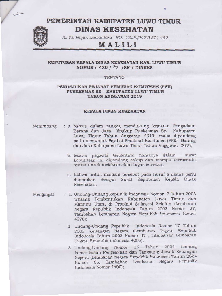 Scan SK PPK Dinkes | PDF