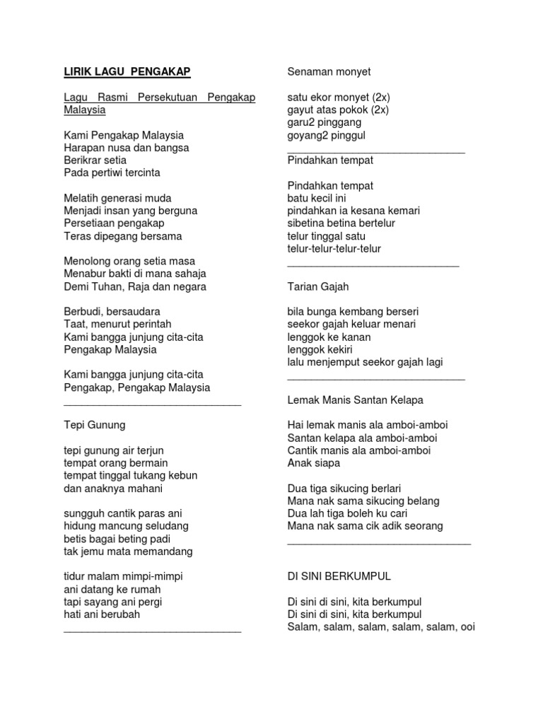 Lirik Lagu Pengakap | PDF