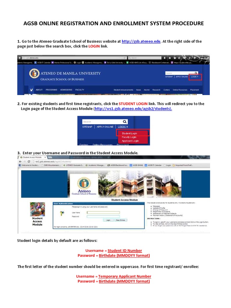 Online Registration and Enrollment Procedure Revised 102716 | PDF ...