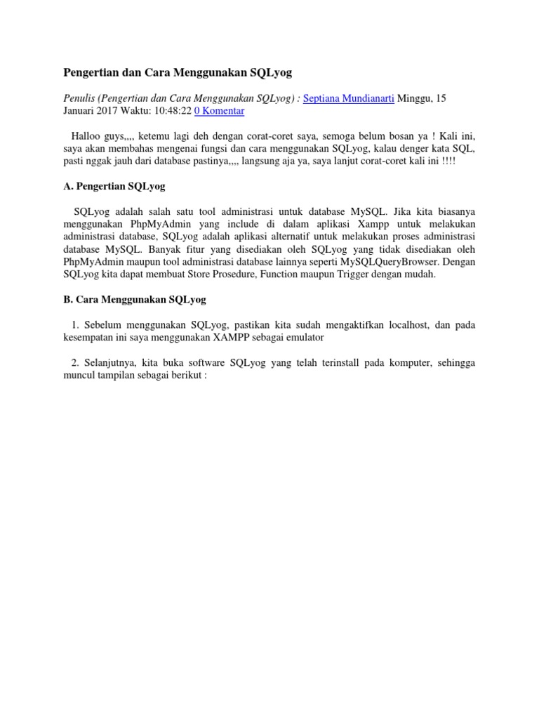 Pengertian & Cara Menggunakan SQLyog | PDF