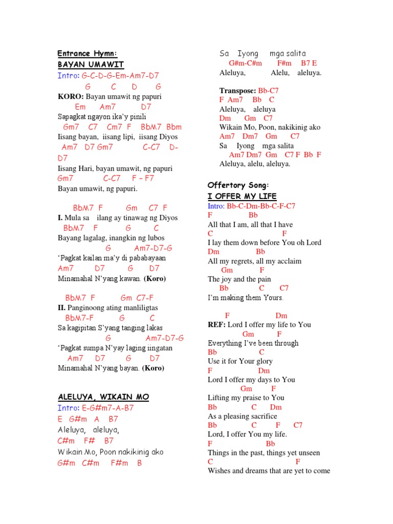 Intro:: Entrance Hymn: Bayan Umawit | PDF