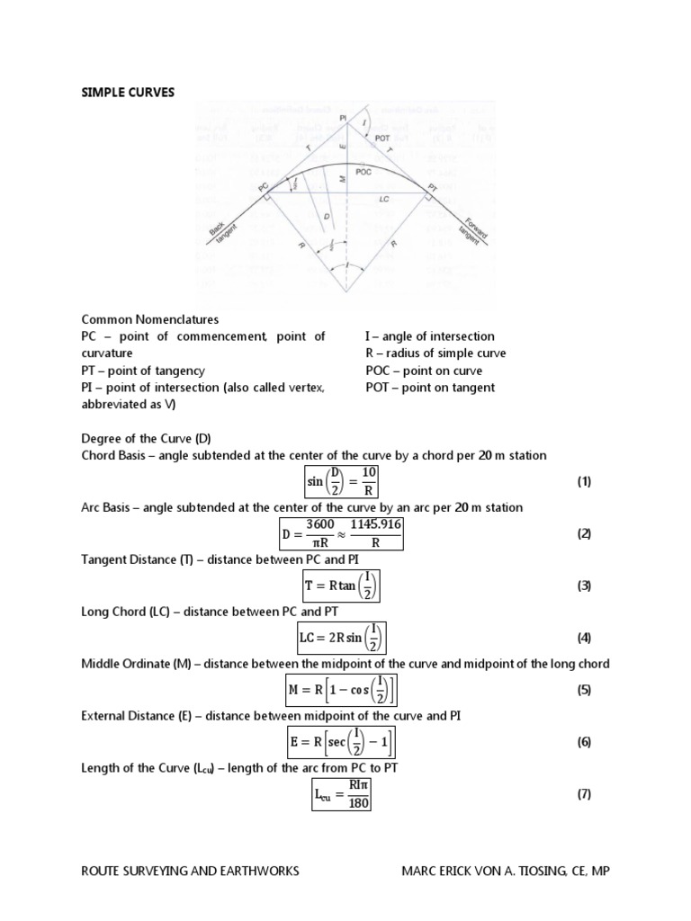 Simple Curves PDF | PDF | Angle | Tangent