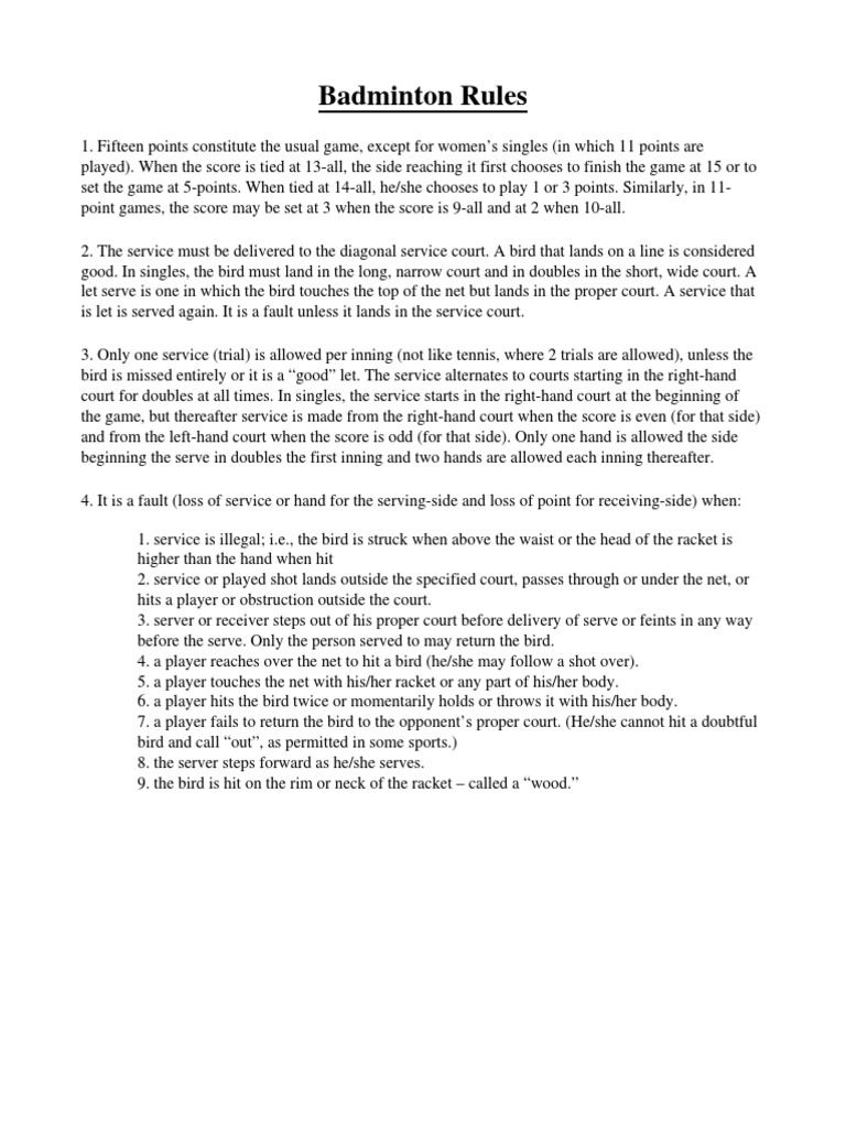 Badminton Rules PDF | PDF | Sports Rules And Regulations | Teams