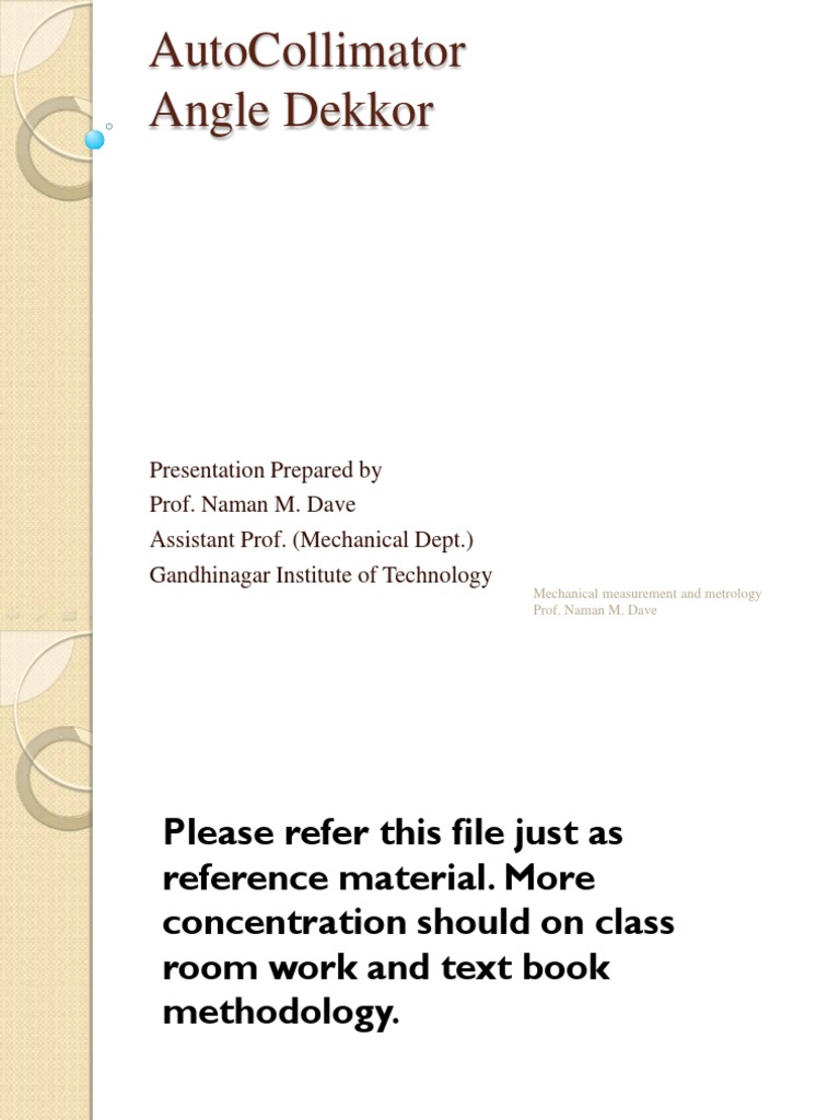 Autocollimator Angle Dekkor | PDF | Lens (Optics) | Reflection (Physics)