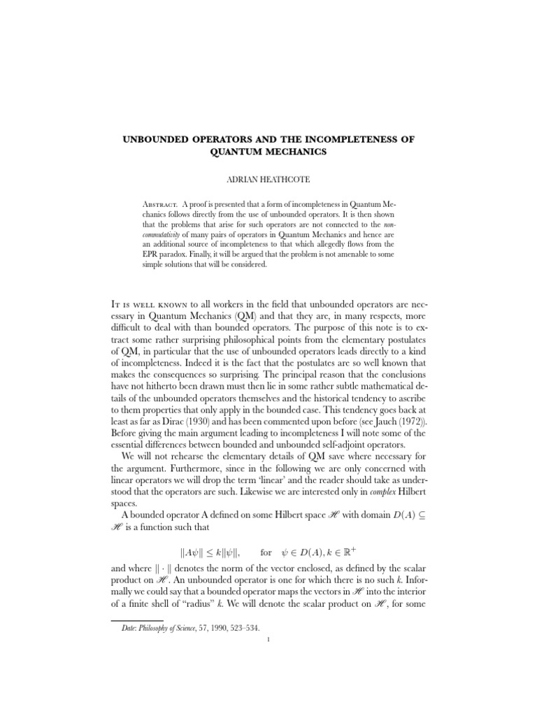 Nobounded Operators PDF | PDF | Hilbert Space | Linear Map
