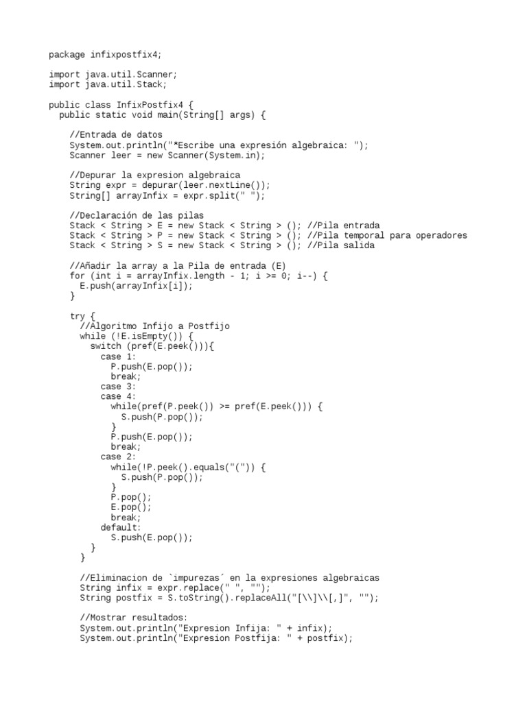 Infijo Post | PDF | Enseñanza de matemática