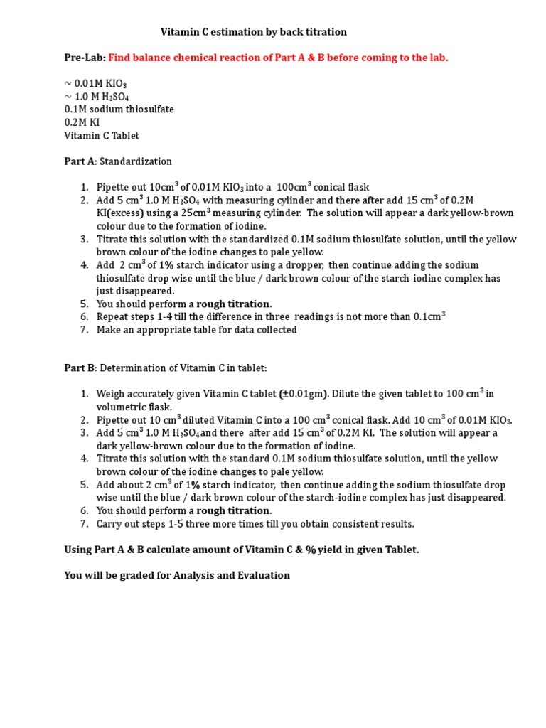Vitamin C Titration Methodology Guide | PDF | Science & Mathematics