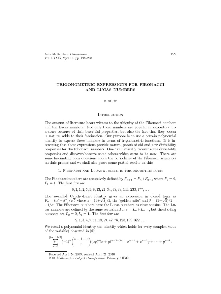 Sury | PDF | Polynomial | Recurrence Relation
