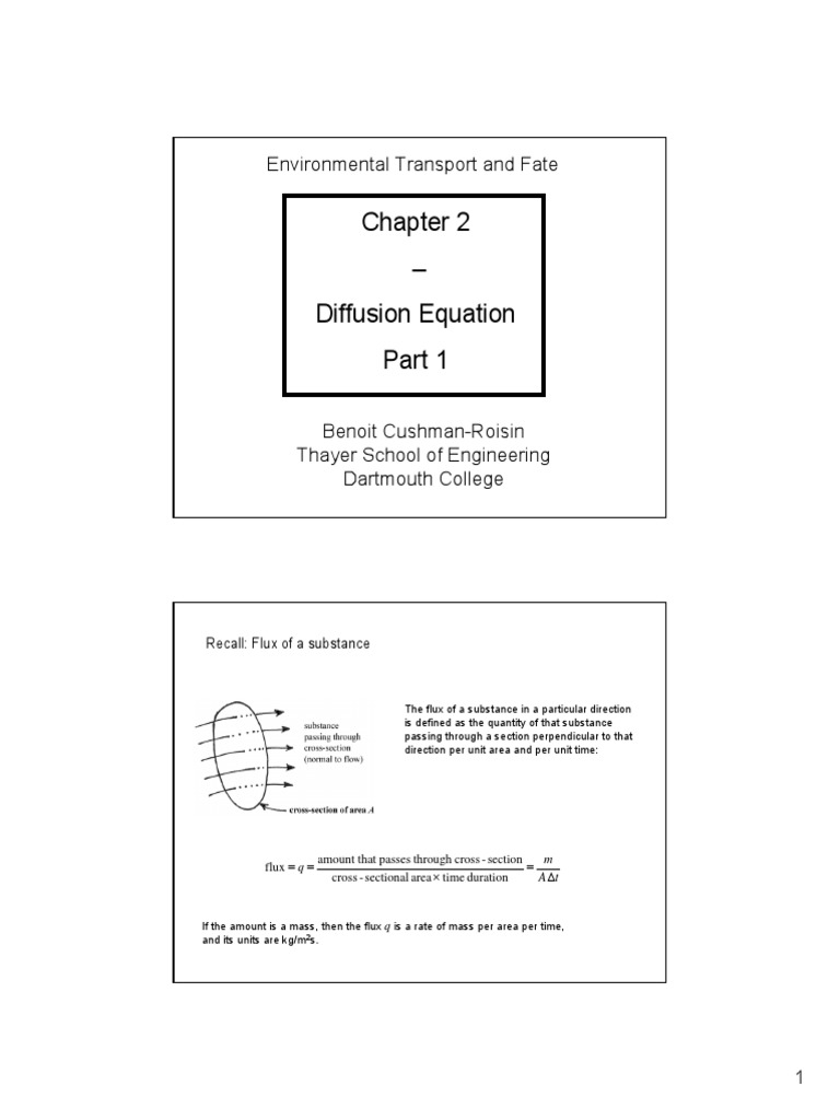 Diffusion Equation: Environmental Transport and Fate | PDF | Flux ...