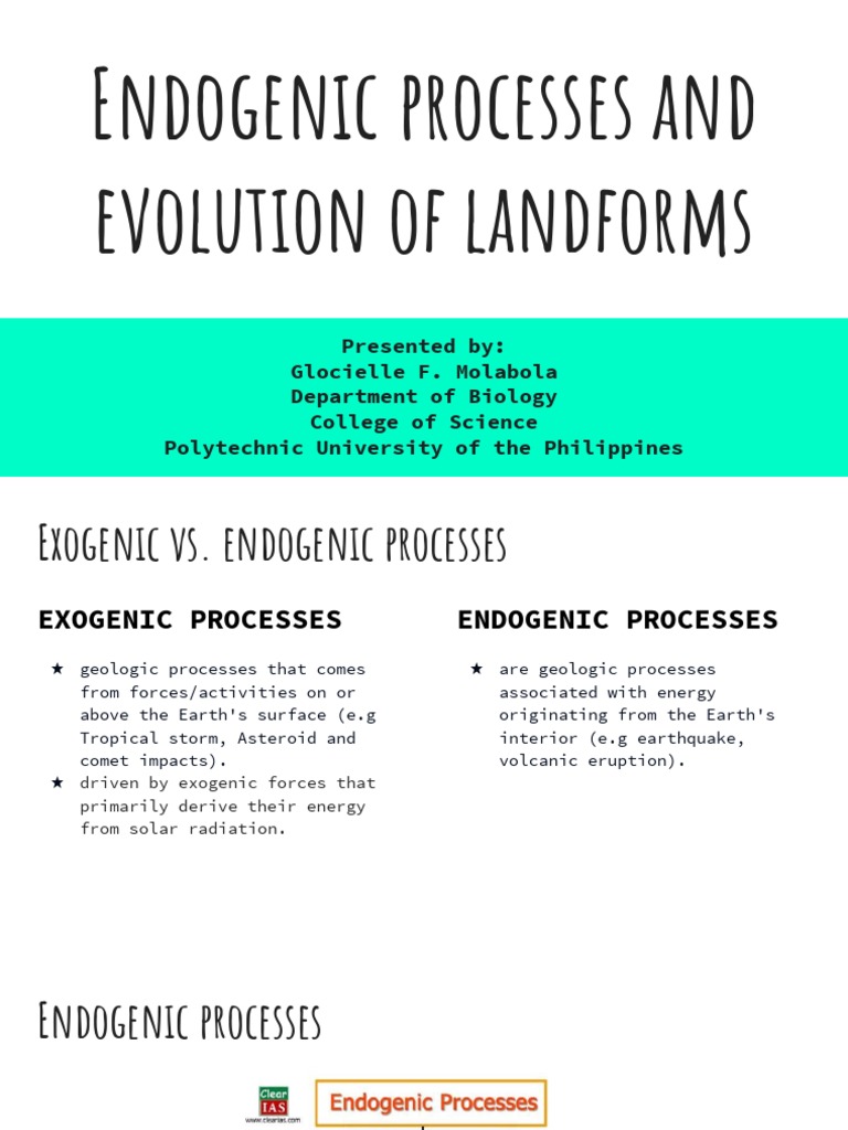 Endogenic Processes and Landform Evolution | PDF | Volcano | Earthquakes