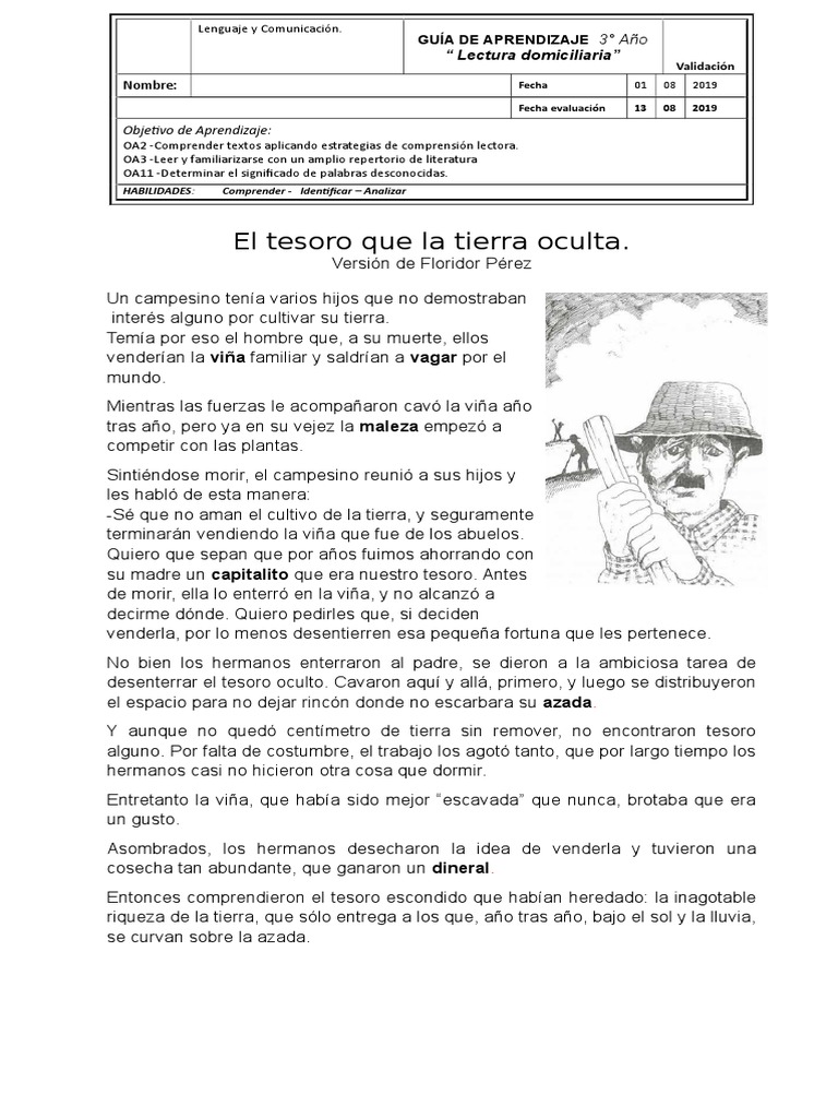 El verdadero tesoro: la riqueza de la tierra | PDF | Comprensión lectora