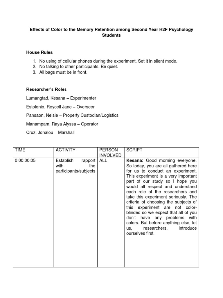 Research Script | PDF | Experiment | Informed Consent