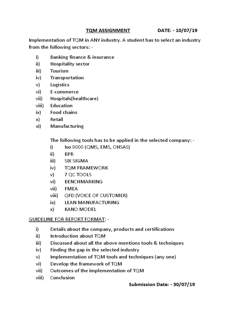 TQM Assignment | PDF