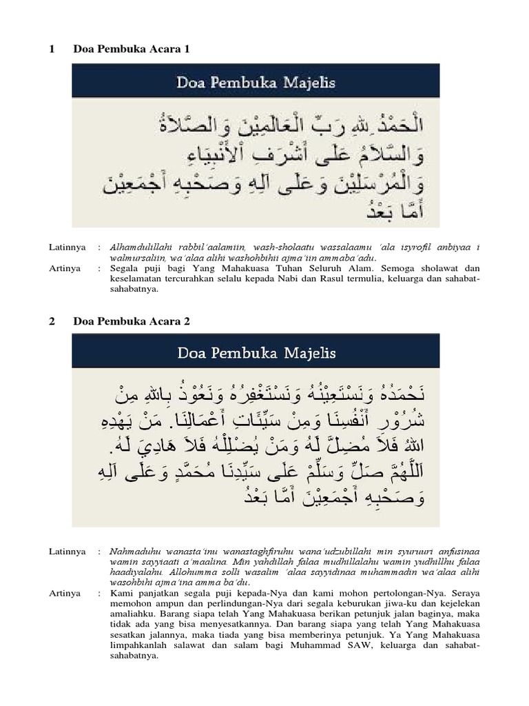 Doa Pembuka Acara | PDF