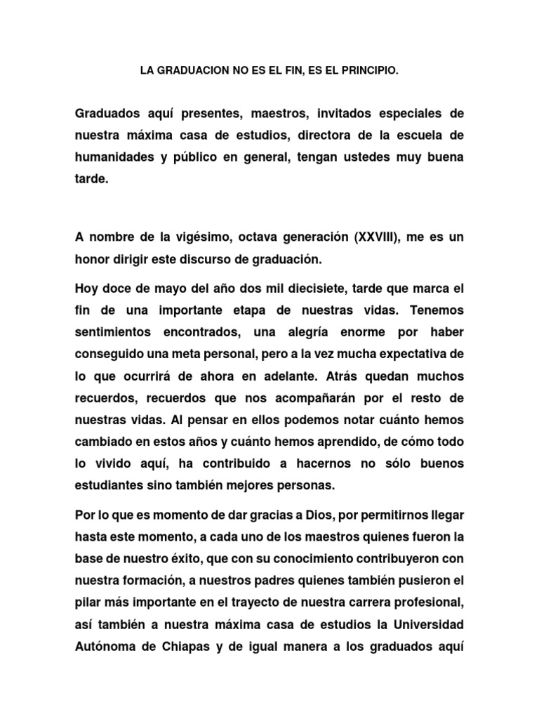 Palabras de Graduacion | PDF | Educación de la primera infancia | Science