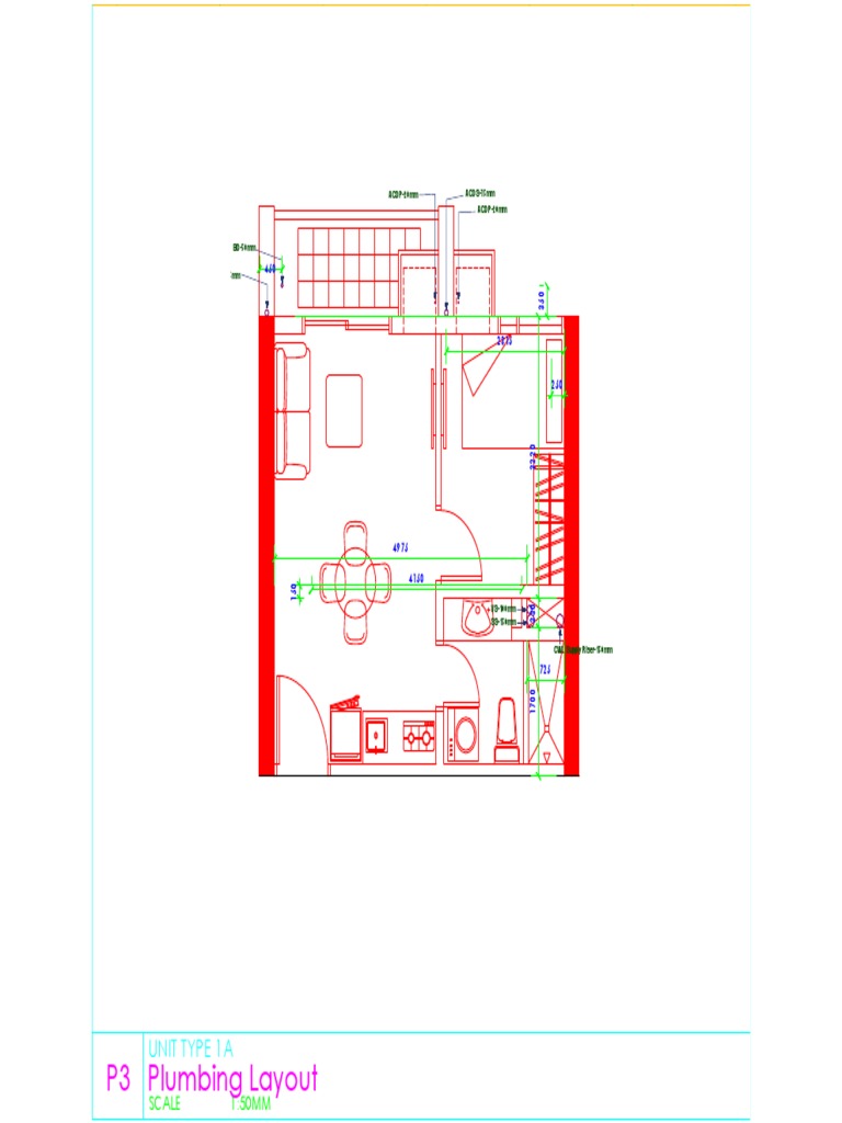 Plumbing Layout P3: Unit Type 1A | PDF