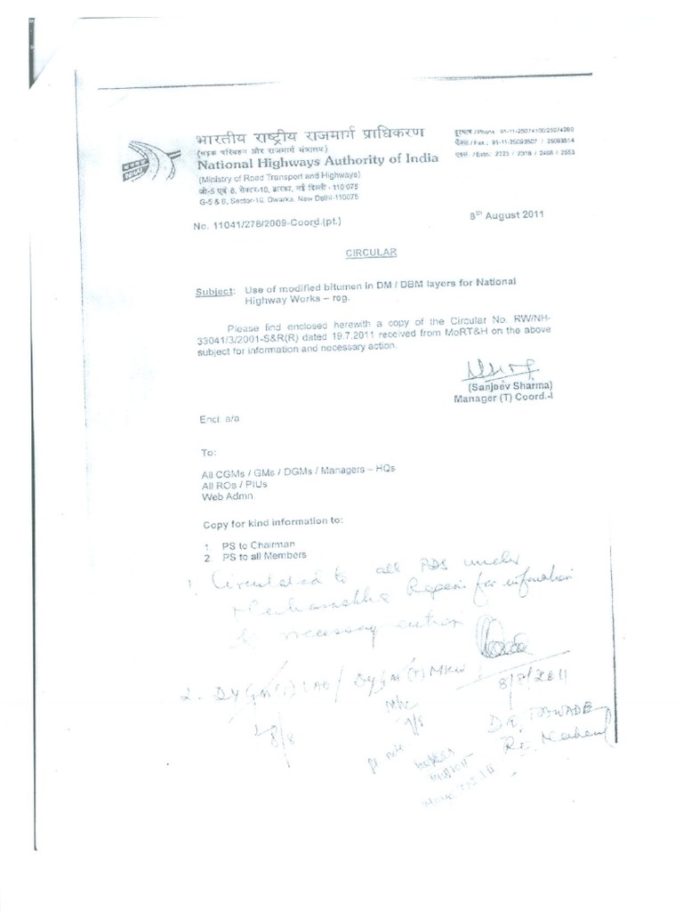 NHAI Circular DM DBM Layer | PDF