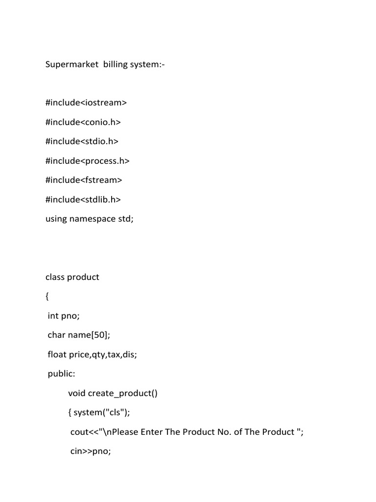 Supermarket Billing System | PDF | Programming Paradigms | Software ...