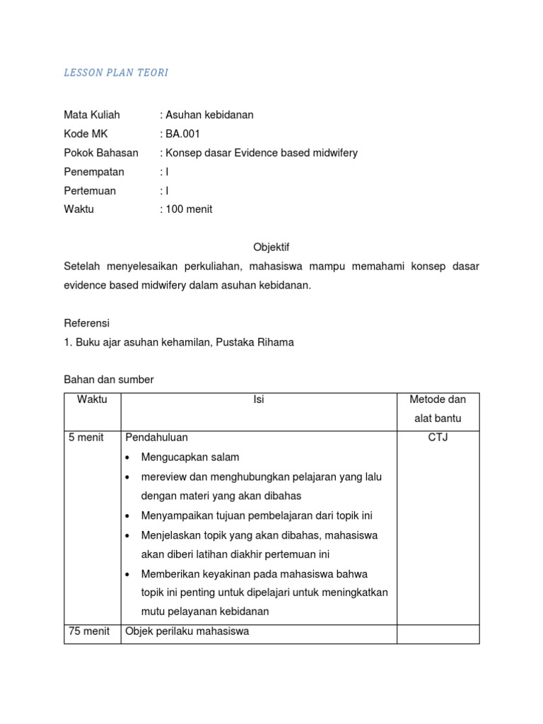 Lesson Plan Teori Cara | PDF