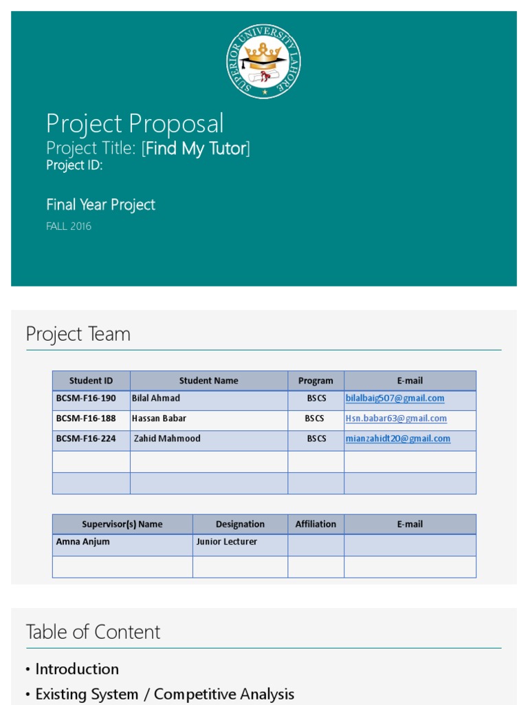 Project Proposal: Project Title: (Find My Tutor) | PDF | Mobile App ...