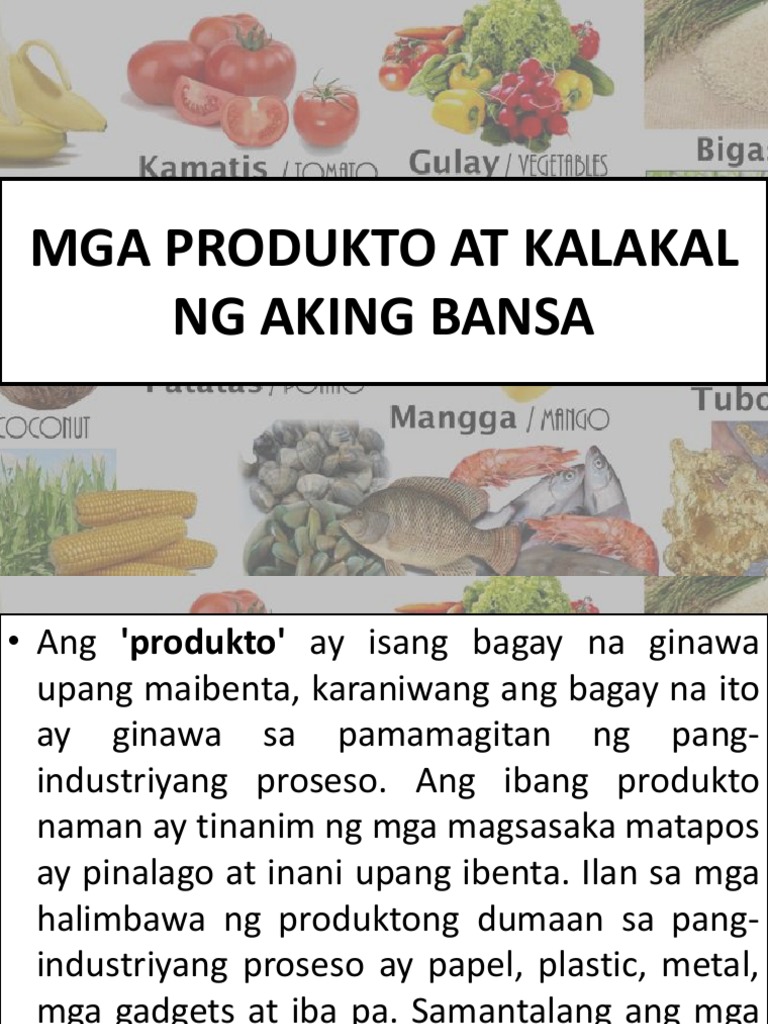 Aralin 10 Mga Produkto at Kalakal NG Aking Bansa | PDF