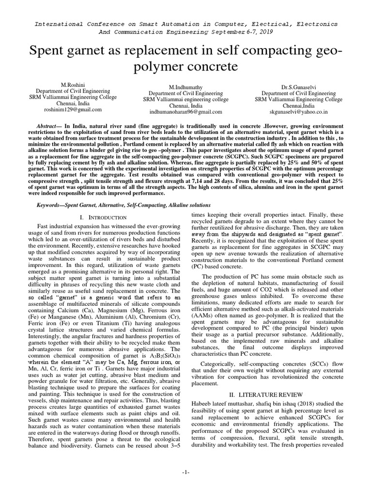 Spent Garnet As Replacement in Self Compacting Geo-Polymer Concrete ...