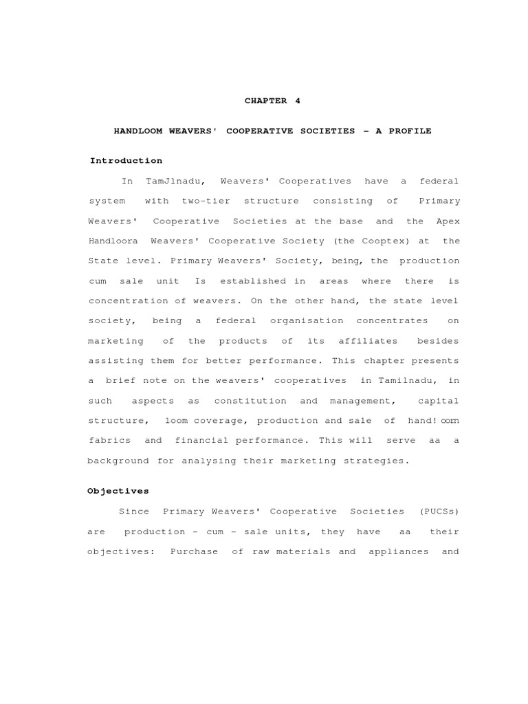 Handloom Weavers Cooperative Society | PDF | Weaving | Loom