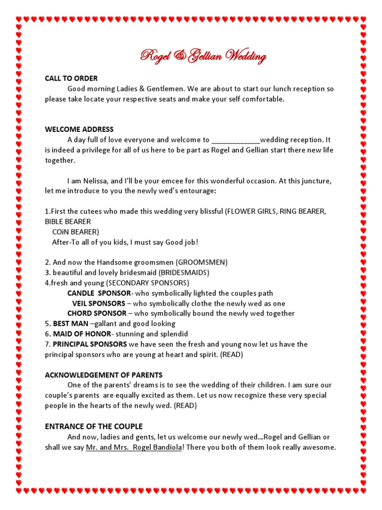 Rogel & Gellian Wedding: Call To Order | PDF | Bridesmaid | Wedding