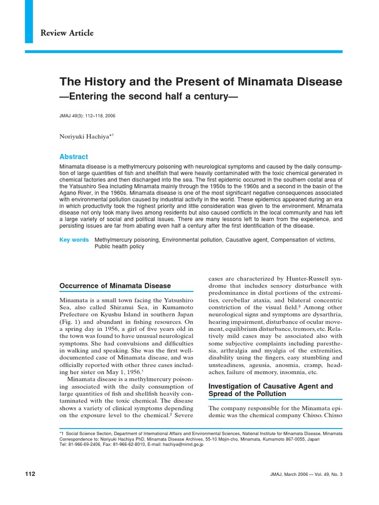 The History of Minamata Disease PDF | PDF | Mercury (Element) | Medical ...