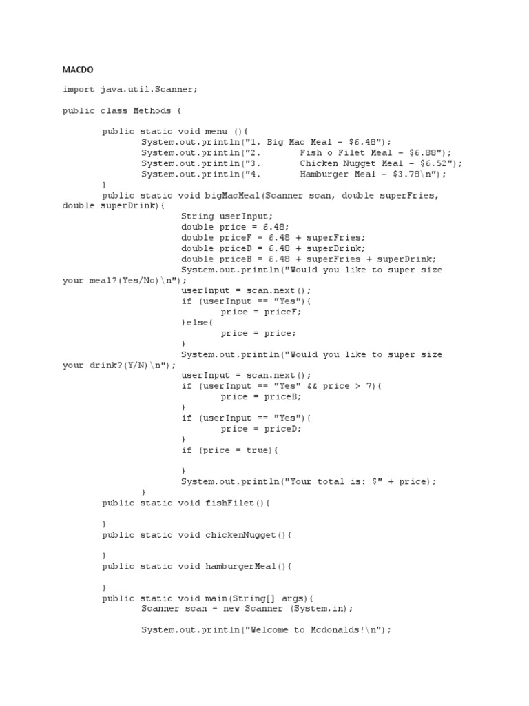 JAVA | PDF | Hamburgers | Image Scanner