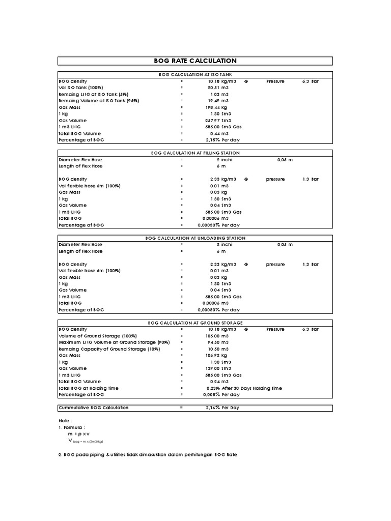BOG Calculation | PDF | Volume | Liquefied Natural Gas