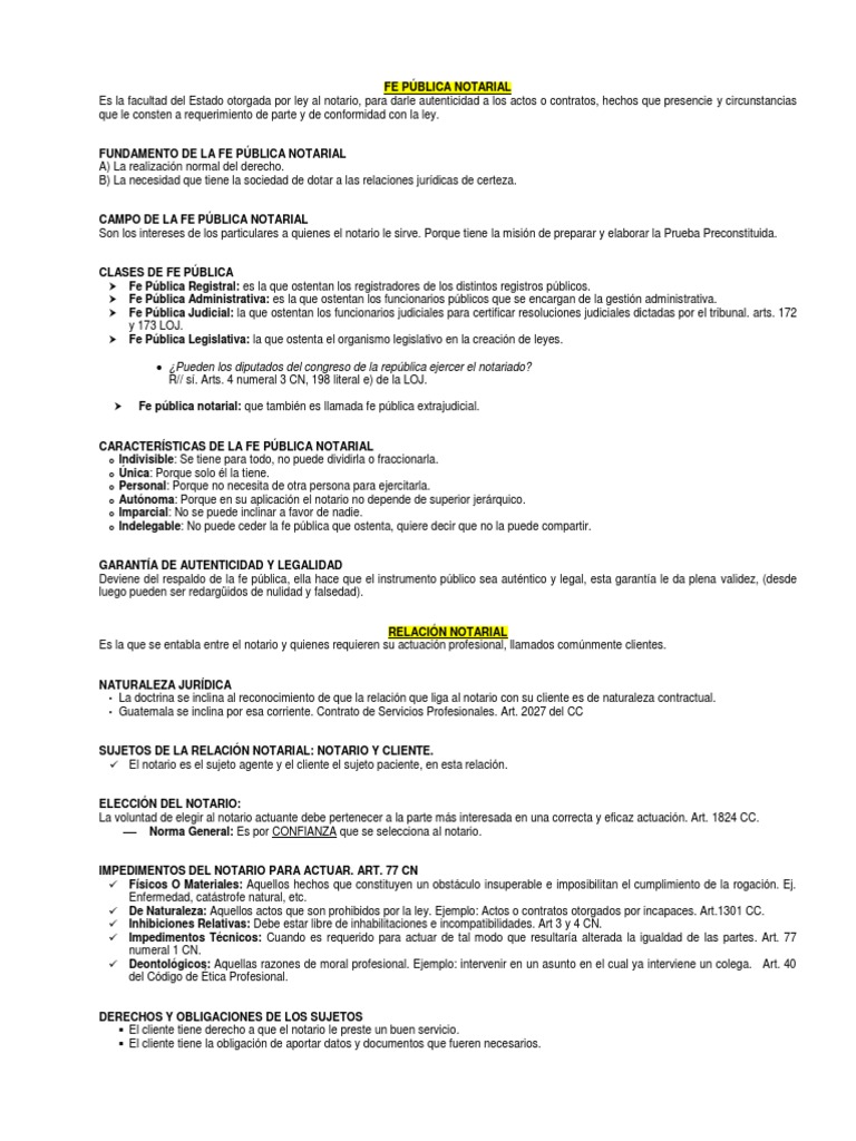 Fe Pública Notarial: Definición y Clases | PDF | Información del ...