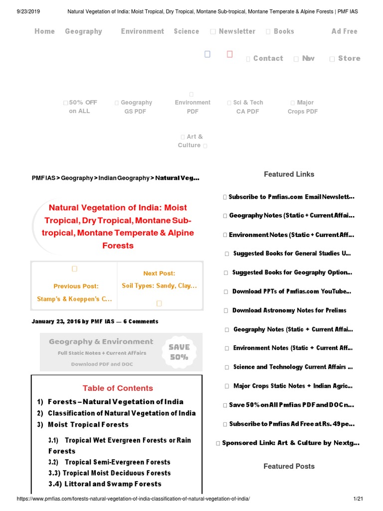 Natural Vegetation of India - Moist Tropical, Dry Tropical, Montane Sub ...