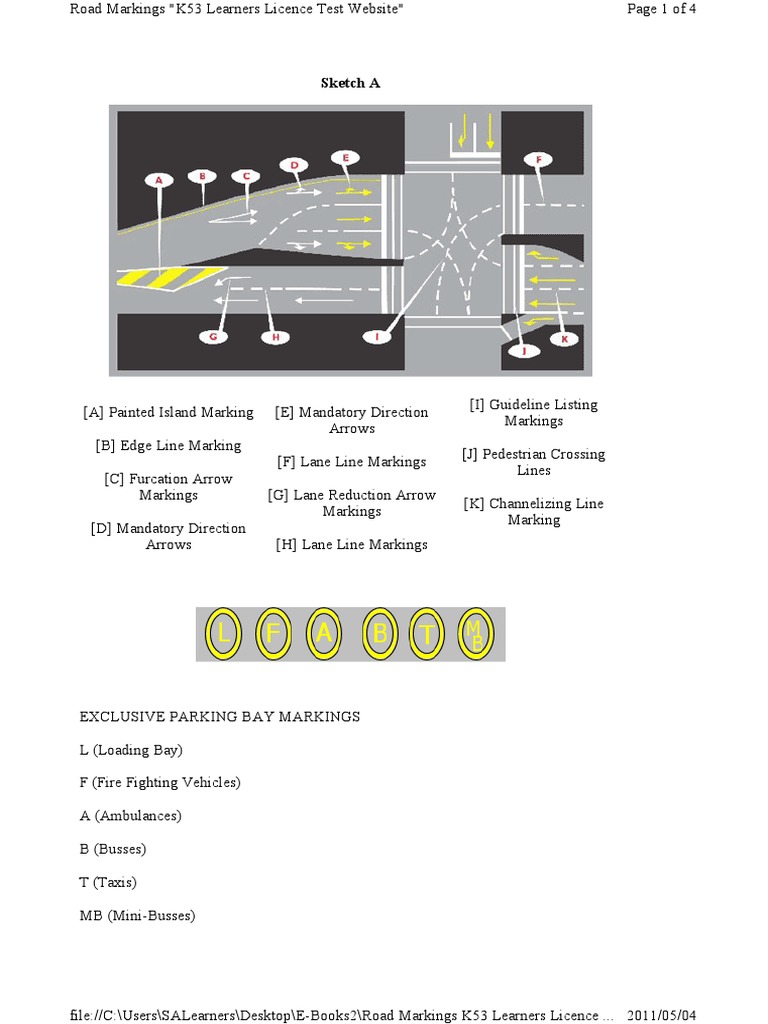 Road Markings k53 Learners Licence Test Website PDF | Download Free PDF ...