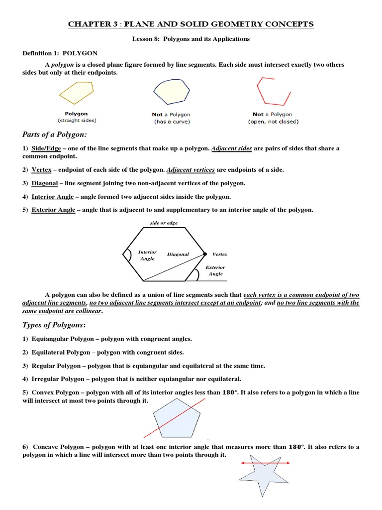 Chapter 3: Plane and Solid Geometry Concepts: Parts of A Polygon | PDF ...