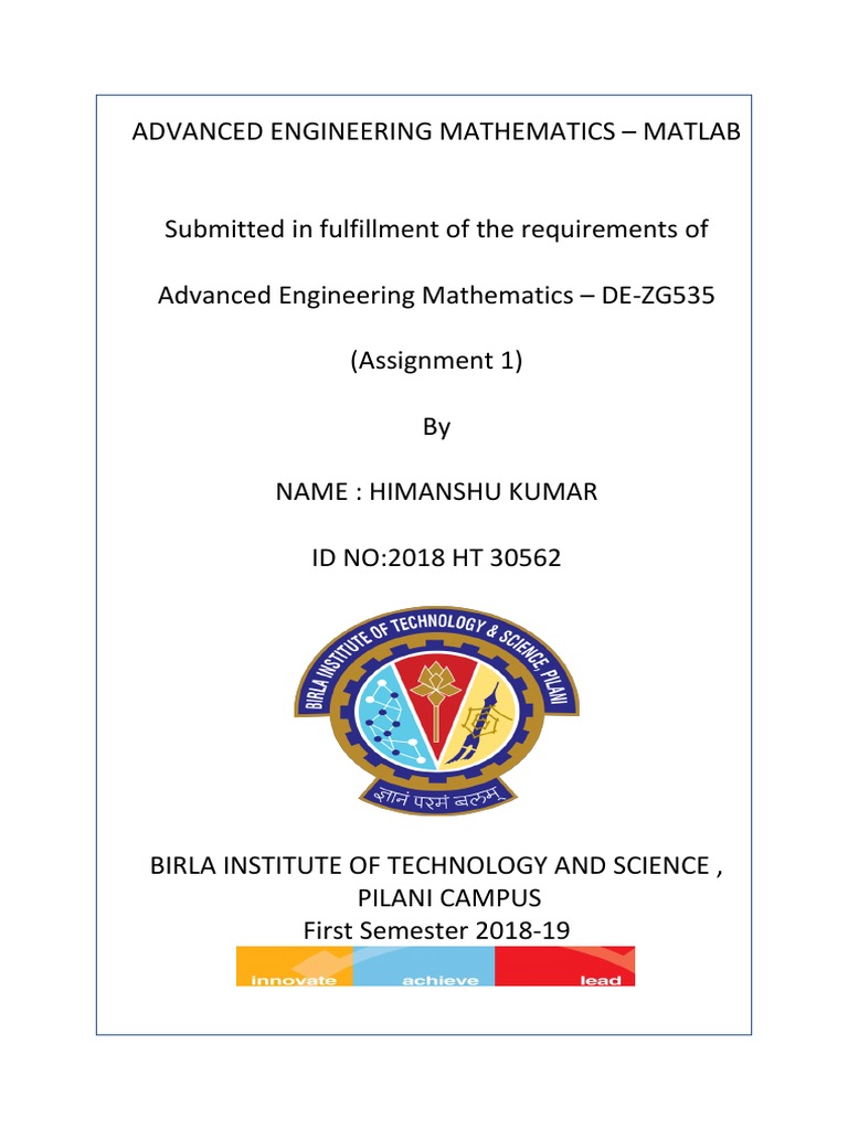 Matlab Assignment | PDF | Numerical Analysis | Theoretical Computer Science