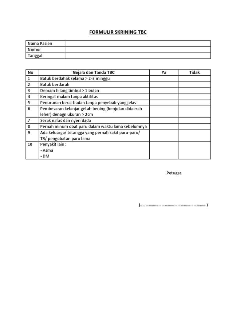 Formulir Skrining TB Anak | PDF