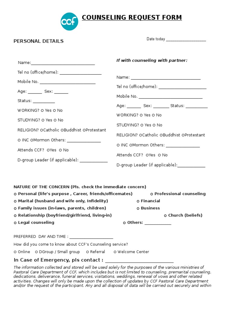 Counseling Req Form | PDF | Privacy | Marriage