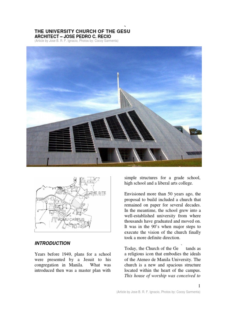 The University Church of The Gesu: Architect - Jose Pedro C. Recio ...