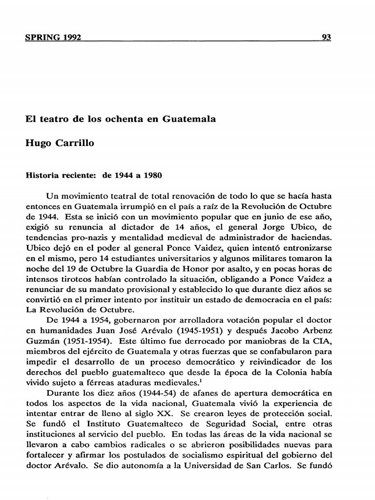 Hugo Carrillo: Teatro y Revolución en Guatemala | PDF | Teatro | Guatemala
