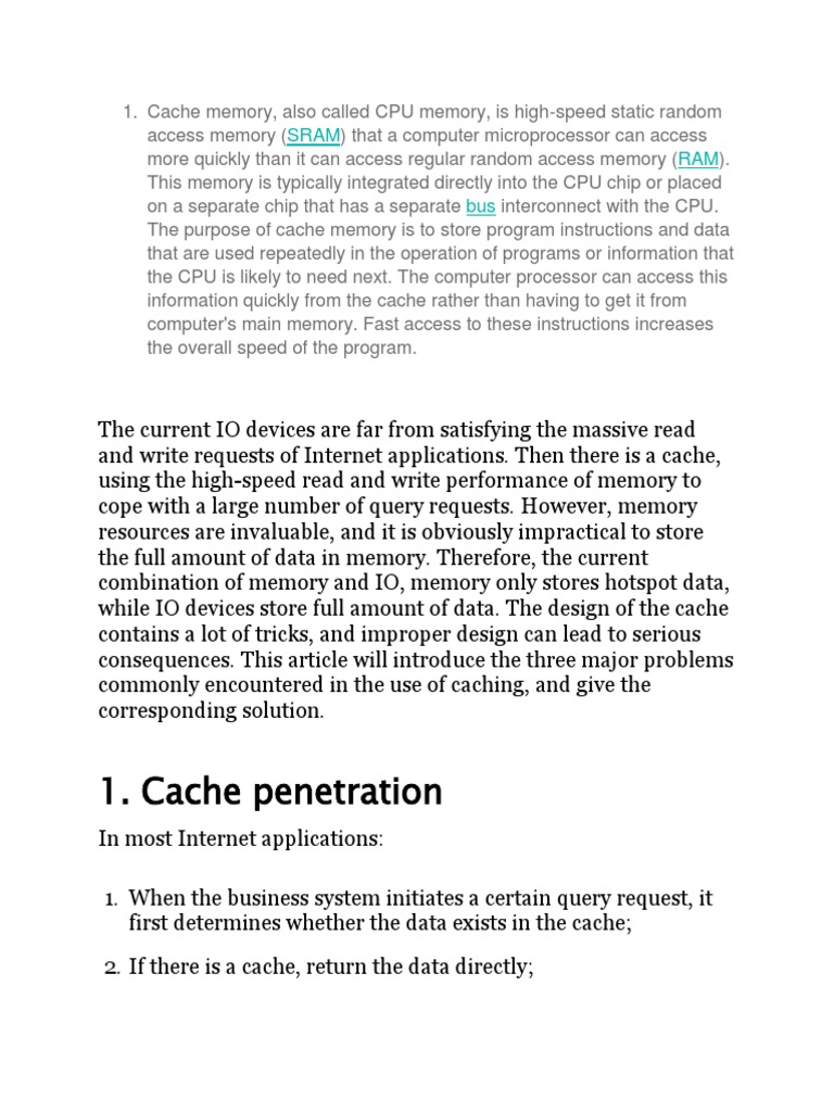 Cache Penetration: Sram RAM Bus | PDF | Random Access Memory | Cpu Cache