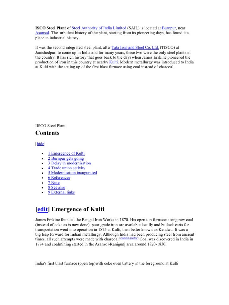 IISCO Steel Plant Overview | PDF | Steel | Metals
