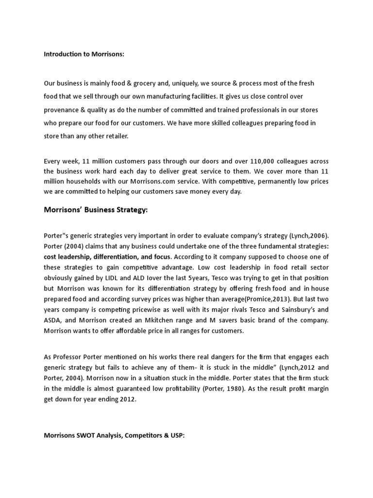 Morrisons' Business Strategy | PDF | International Financial Reporting ...