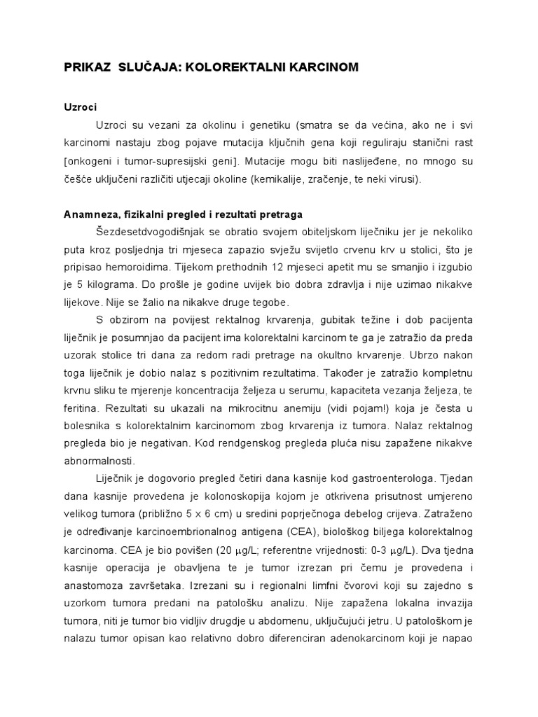 PRIKAZ SLUČAJA-karcinom debelog crijeva | PDF