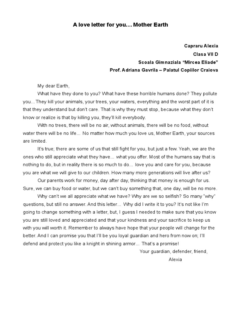 A Love Letter For You... Mother Earth | PDF