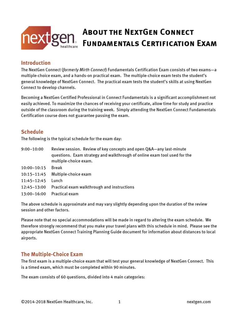 NextGen Connect Fundamentals Certification Exam Information | PDF ...