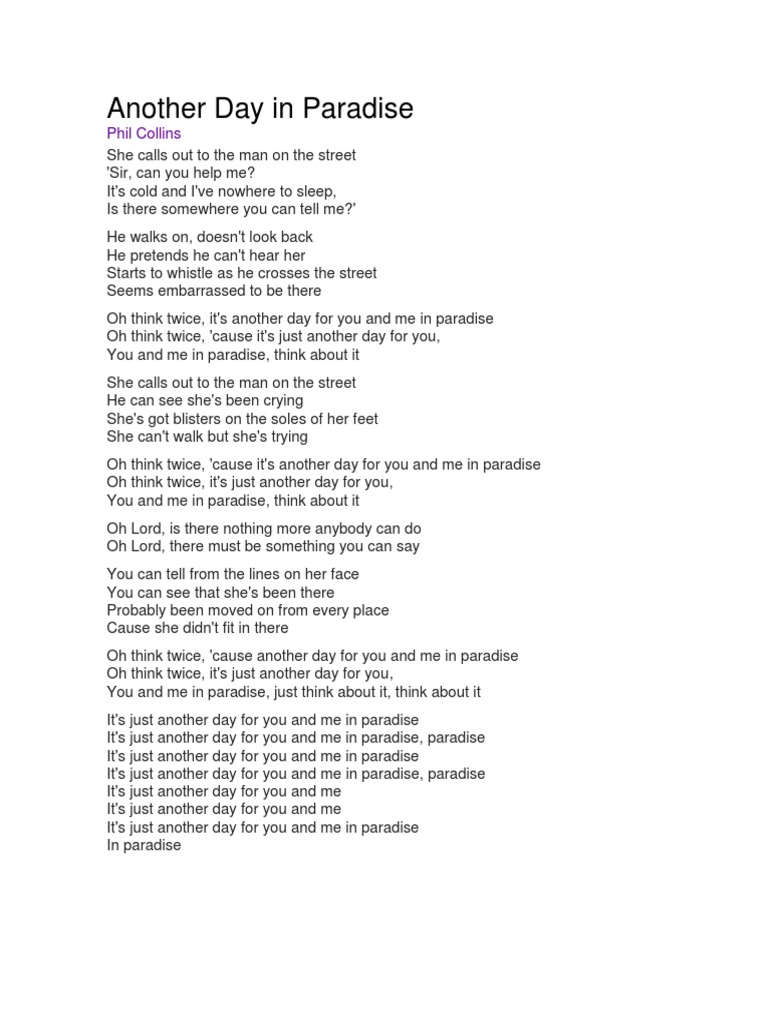 Another Day in Paradise: Phil Collins | PDF