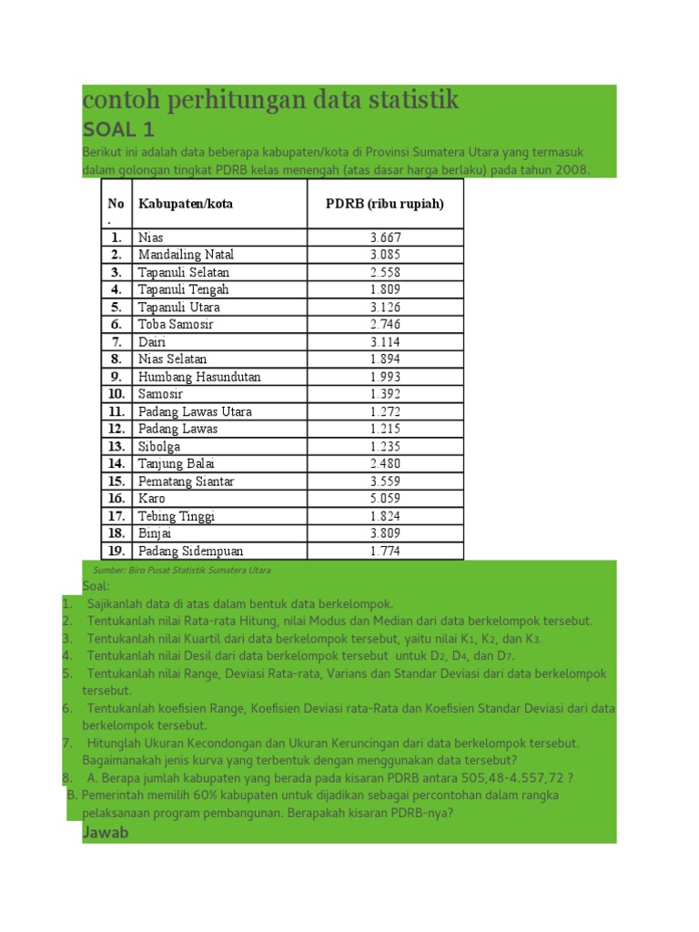 Contoh Perhitungan Data Statistik | PDF
